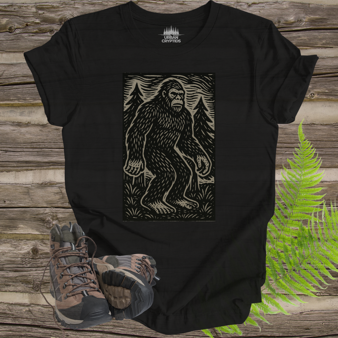 Vintage Bigfoot T-Shirt | Woodcut Sasquatch Cryptid Tee – Urban Cryptids